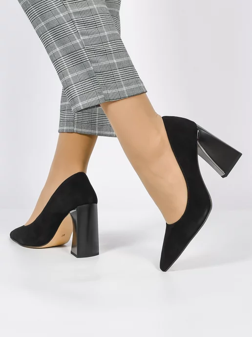 Туфли женские на высоком каблуке лодочки замшевые Mainila Shoes